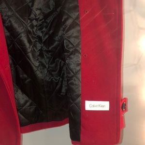 Calvin Klein | Jackets & Coats | Calvin Klein Red Pea Coat | Poshmark
